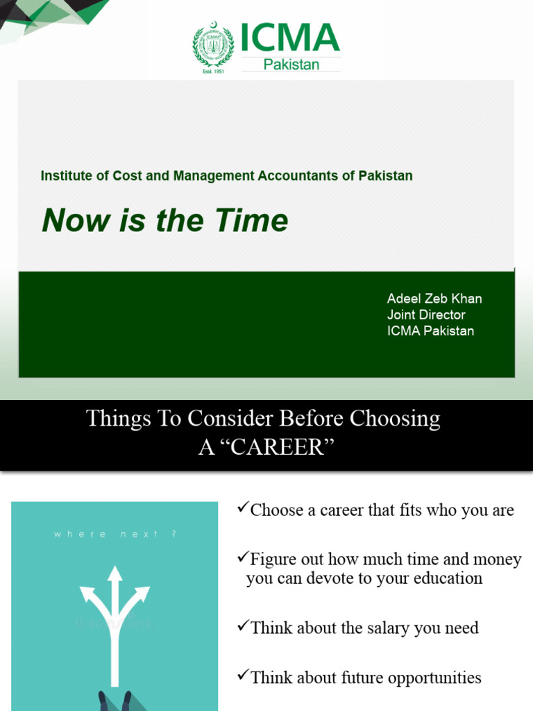 ICMAP Career Counselling Presentation | PDF | Accountant | Management ...