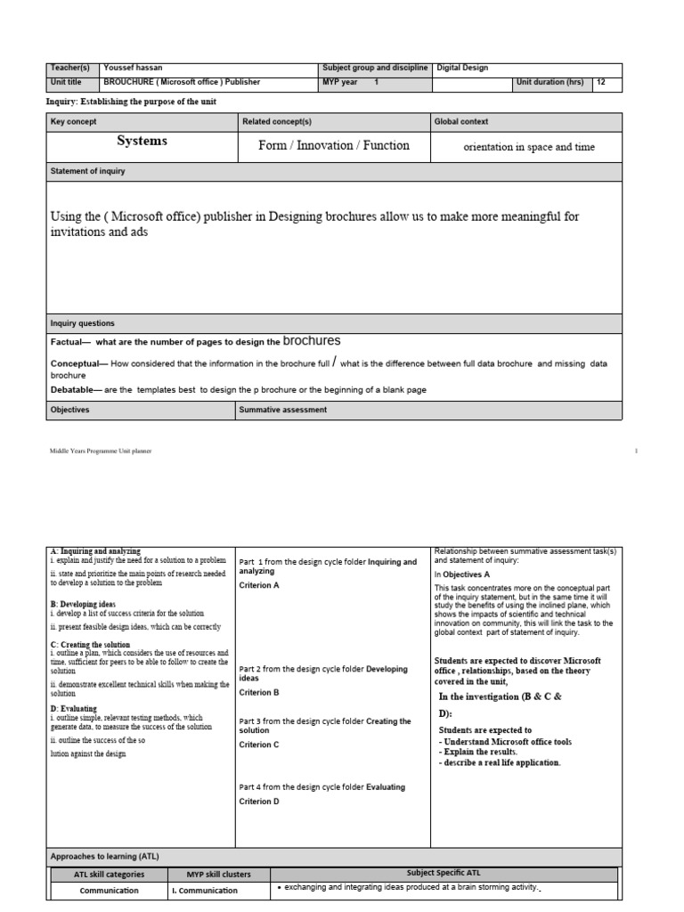 Myp Year 1 Pdf Information Communication