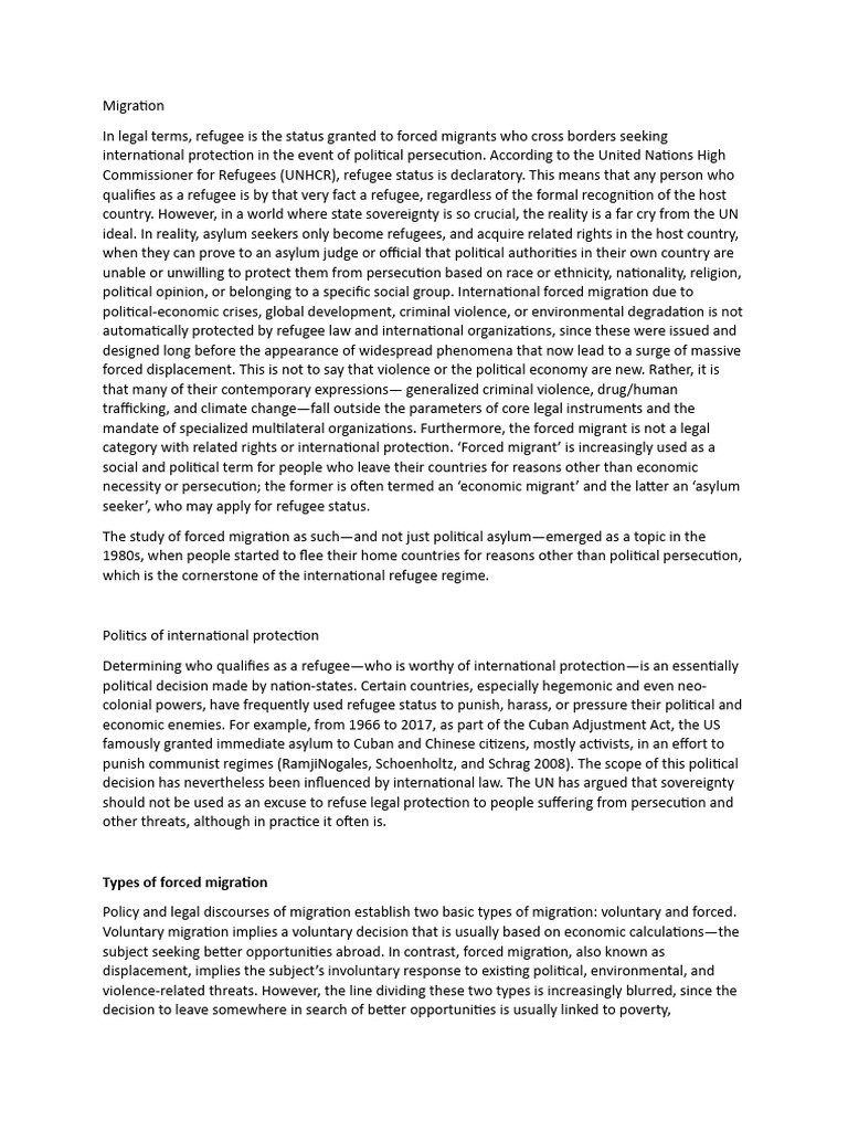 Unit 2 Migration | Download Free PDF | Asylum Seeker | Refugee