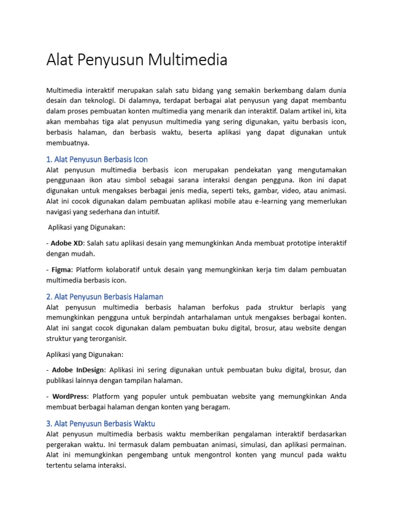 Alat Penyusun Multimedia Interaktif | PDF | Seni | Komputer