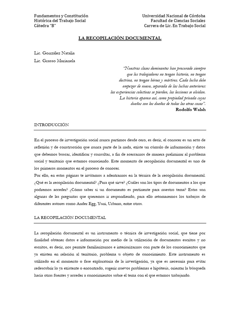 Técnicas de Recopilación Documental | PDF | Conocimiento | Información