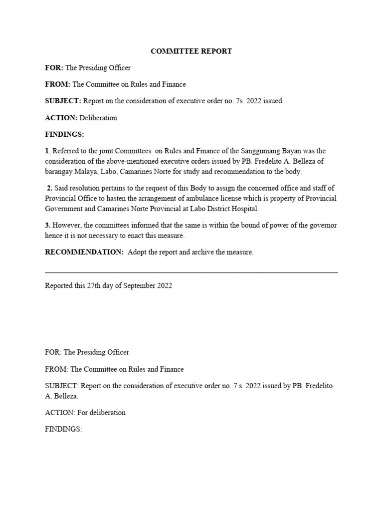 Committee Report Cycy | PDF | Executive Order | Governance