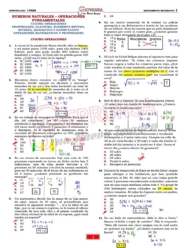 12. PRACTICA 01 - RAZ. LOG. MATEMATICO I FASE 2023 MODIFICADO | PDF