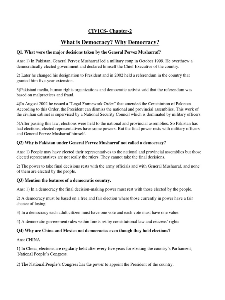Civics - Chapter 1 What Is Democracy | PDF | Elections | Democracy