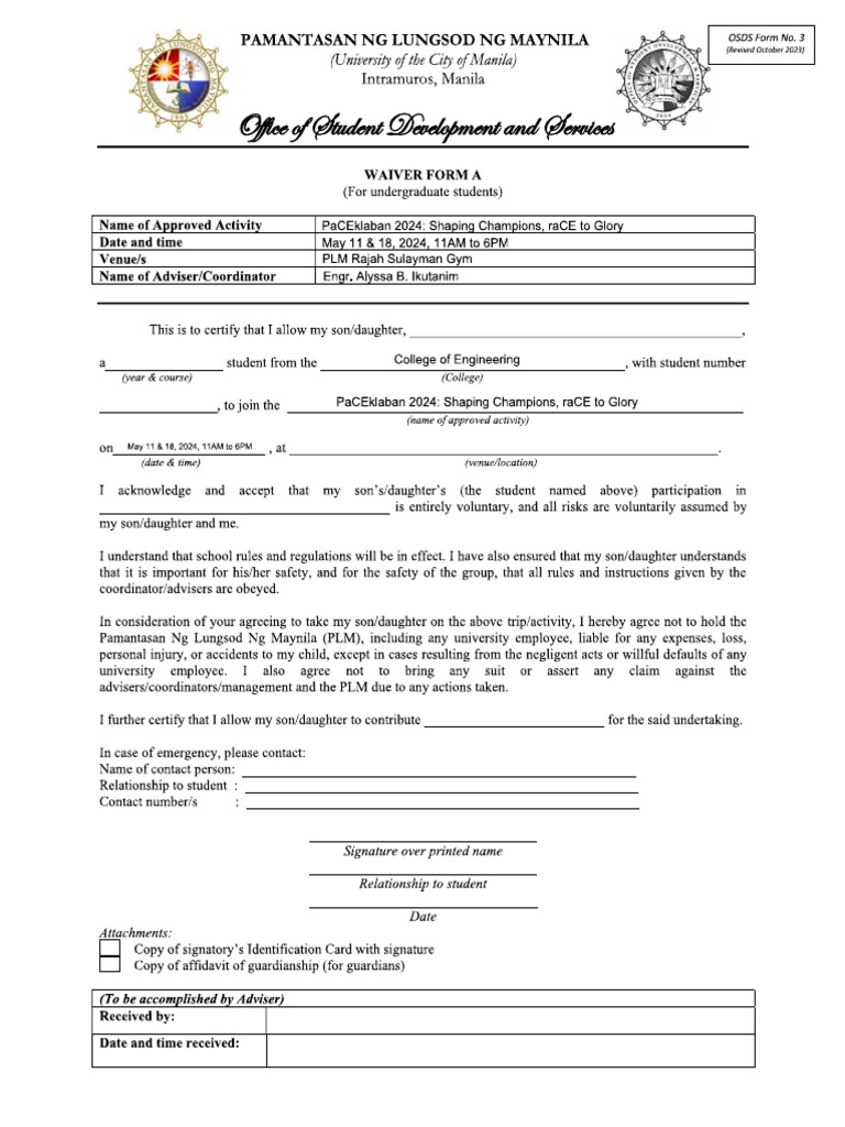 Basketball Waiver Form | PDF