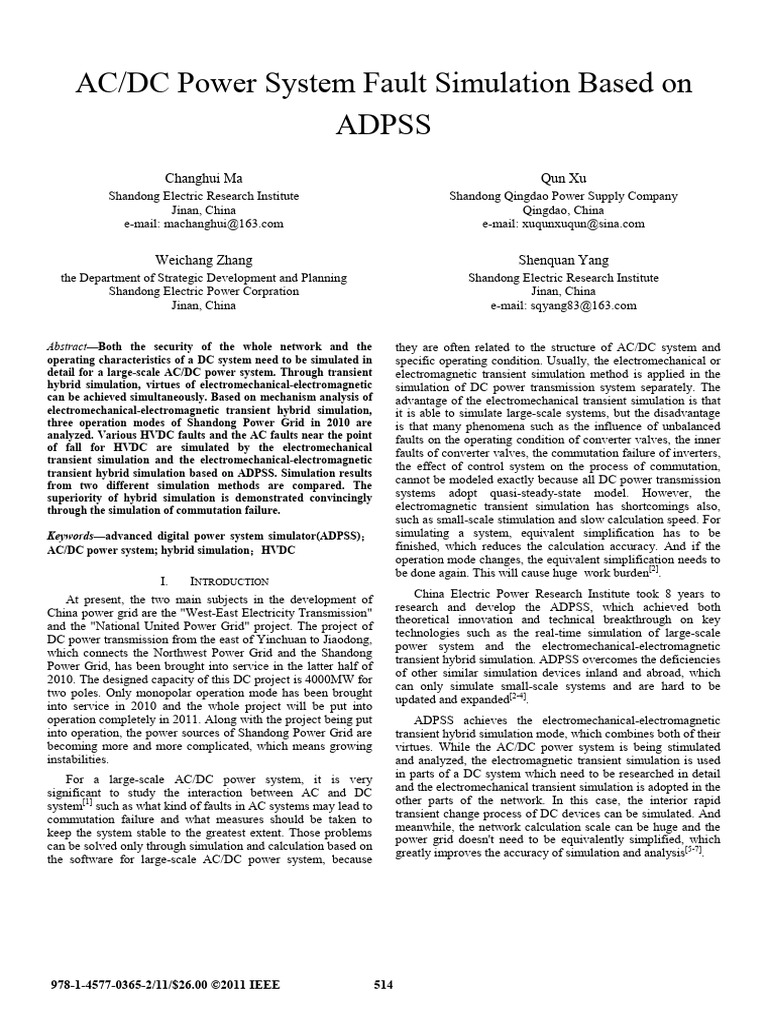 AC I DC Power System Fault Simulation Based On | PDF | High Voltage ...