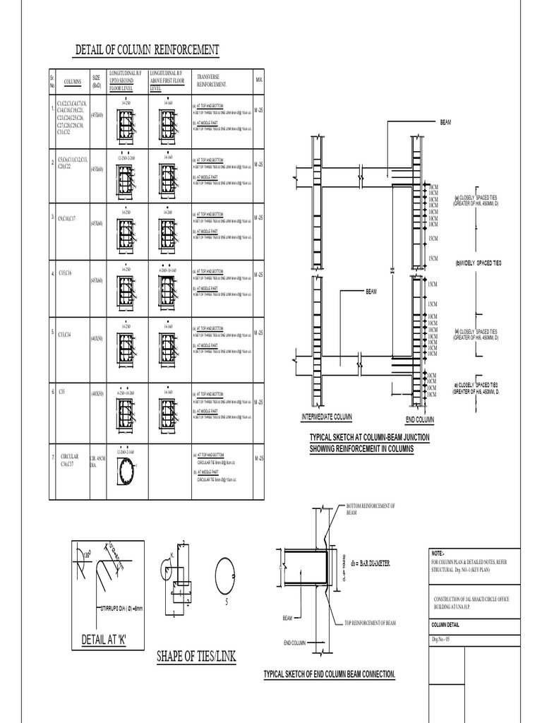 Column Reinforcement Details for Building | PDF