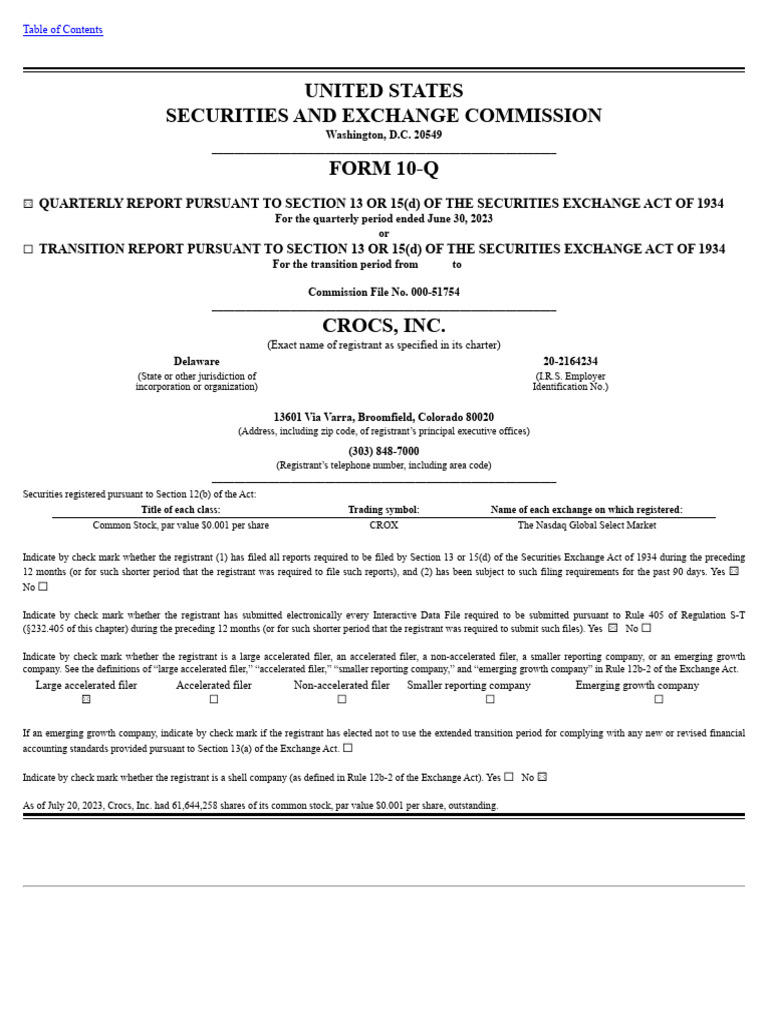 10Q Report - 10.1.2023 | PDF | Equity (Finance) | Expense