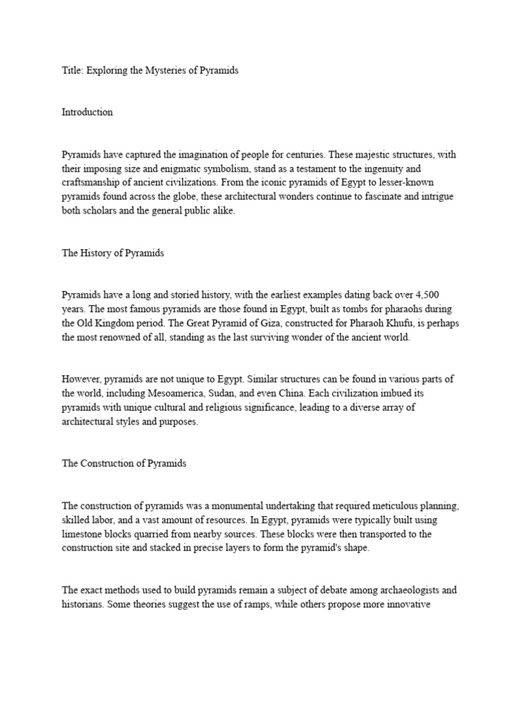 Exploring The Mysteries of Pyramids | PDF | Egyptian Pyramids | Ancient ...