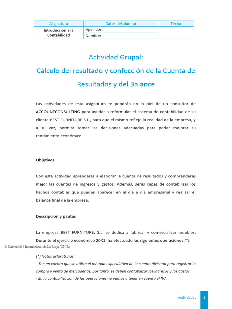 Enunciado Actividad 2 Grupal | PDF | Contabilidad | Dinero