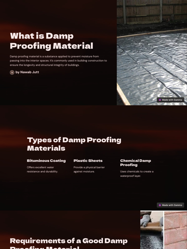 Types and Benefits of Damp Proofing Materials | PDF | Science & Mathematics