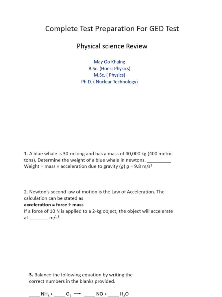 GED Test Prep: Physical Science Review | PDF | Science & Mathematics