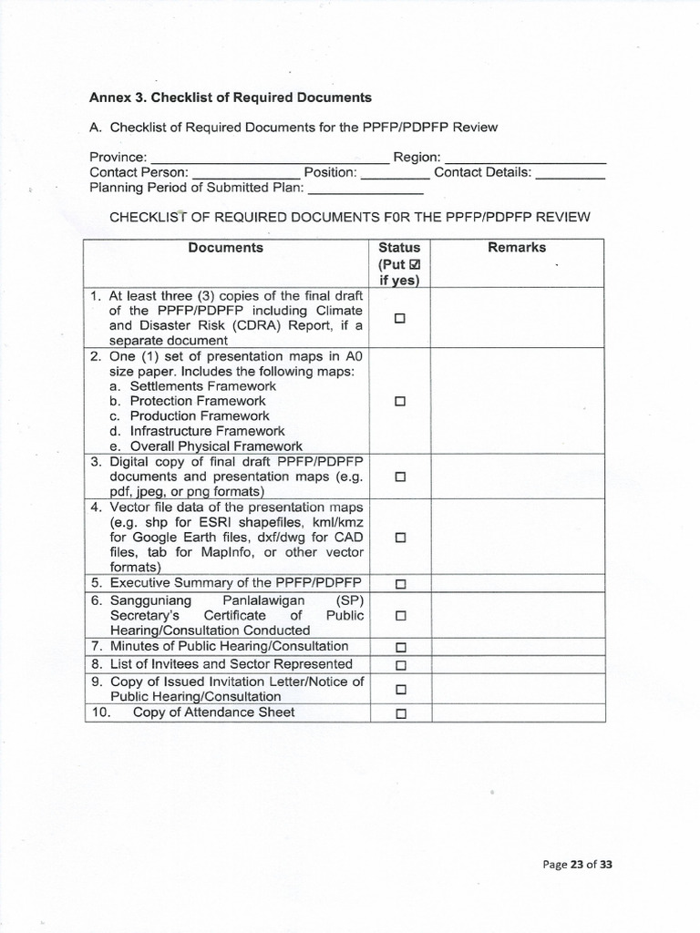 PDPFP Checklist | PDF