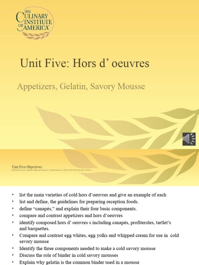 Unit Five - Hors Doeuvres | PDF | Hors D'oeuvre | Gelatin