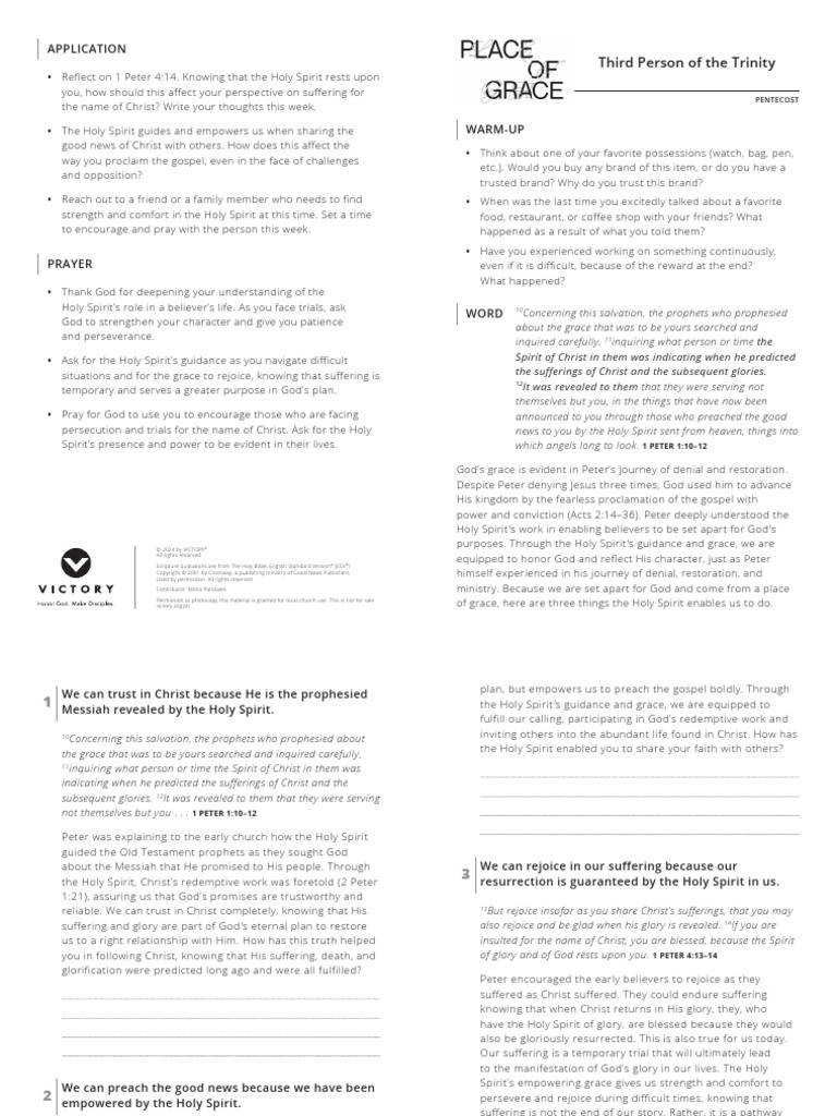 Place of Grace 3 Third Person of The Trinity Print | PDF | Jesus ...