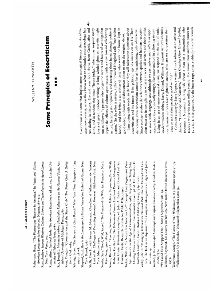 William Howarth Some Principles of Ecocriticism | PDF | Ecology | Science