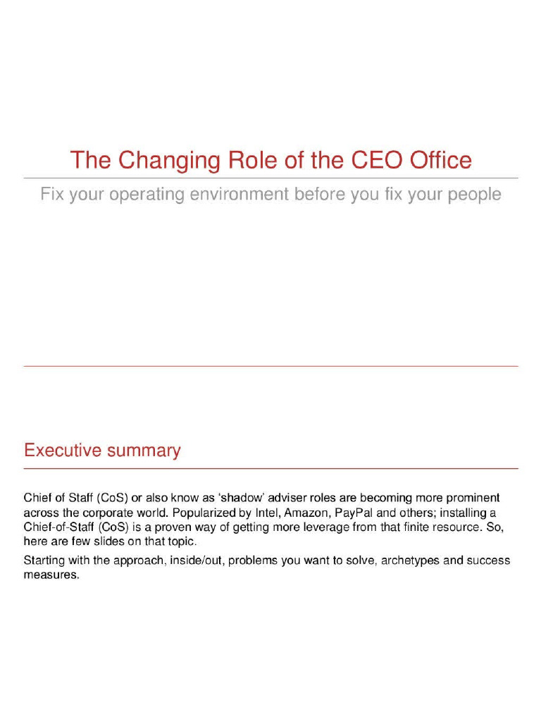 Changing Role of The Ceo Office | PDF