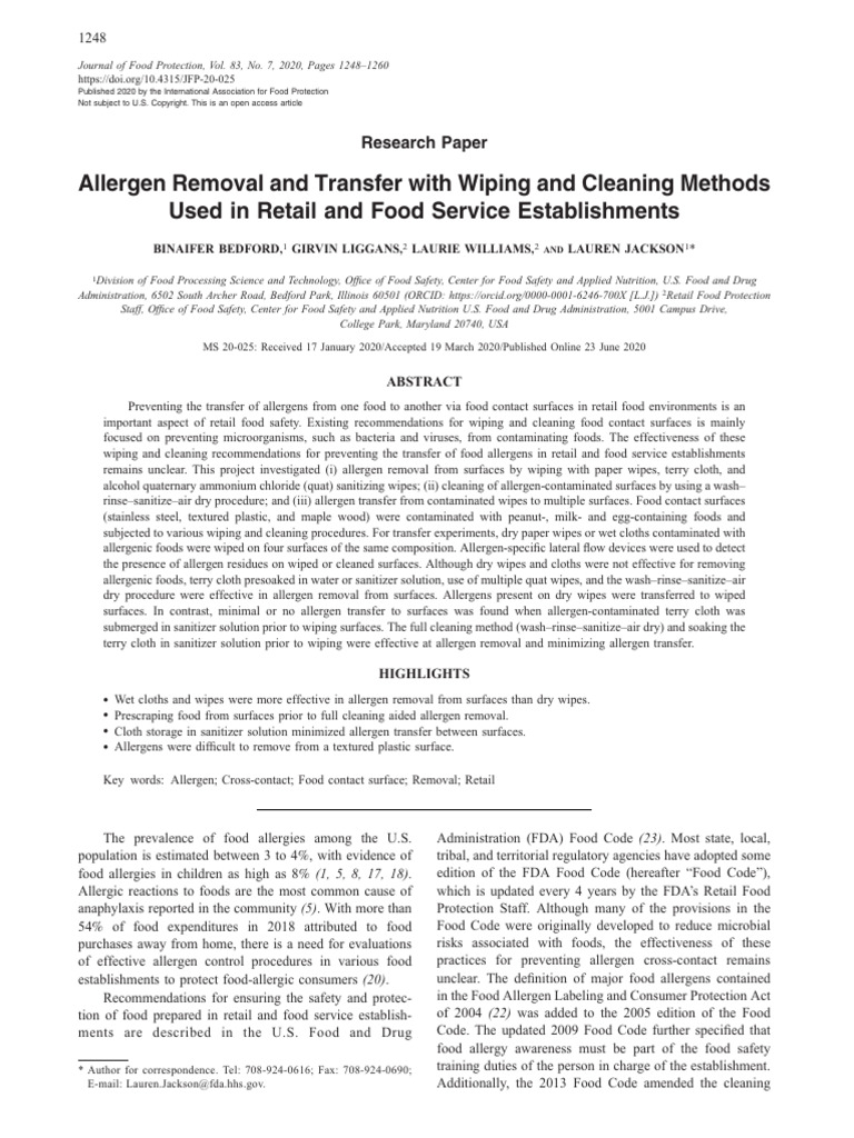 Allergen Removal and Transfer With Wiping and Cleaning Me - 2020 ...