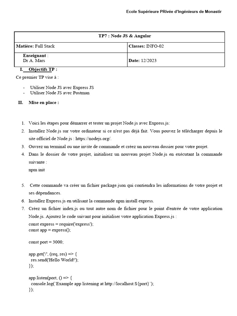 TP7 Node Angular | PDF | Informatique | Logiciel