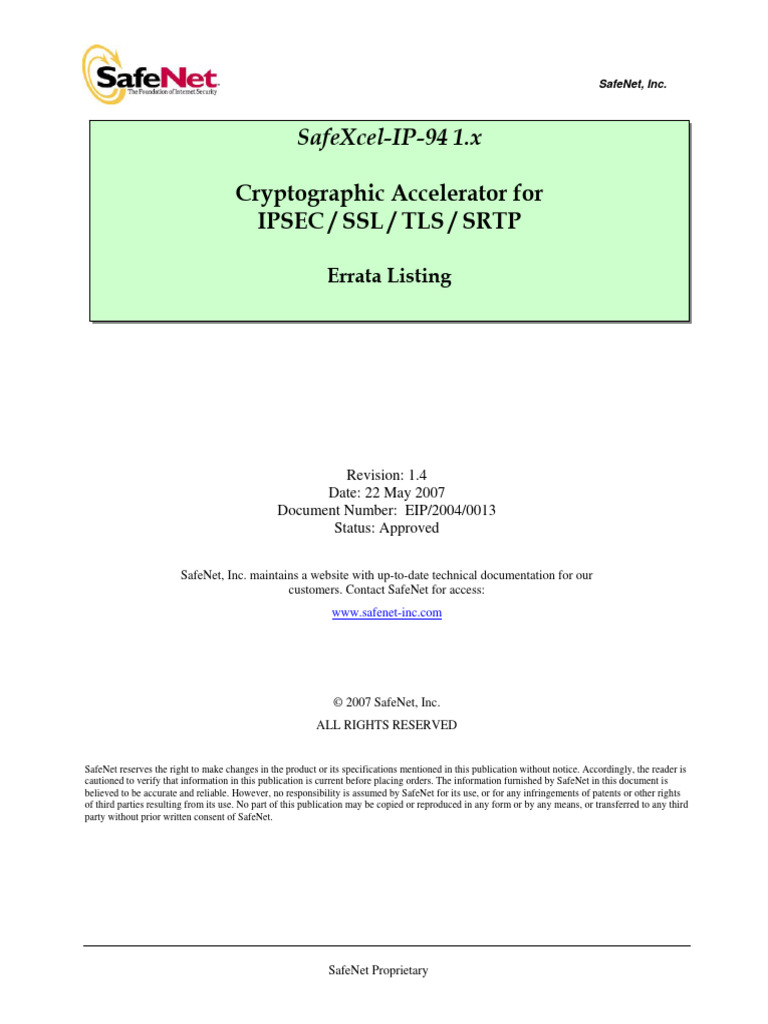 SafeXcel-IP-94 Errata List v1.4 | PDF