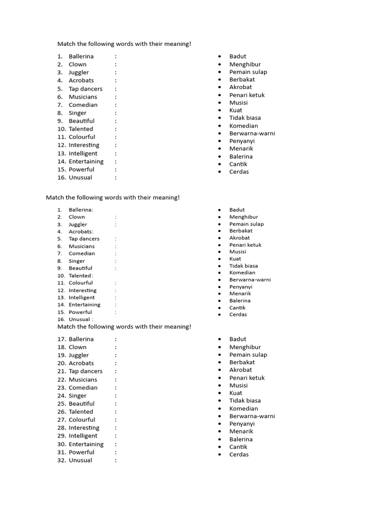 Vocabulary Entertainment | PDF | Ballet Dancer | Sports And ...
