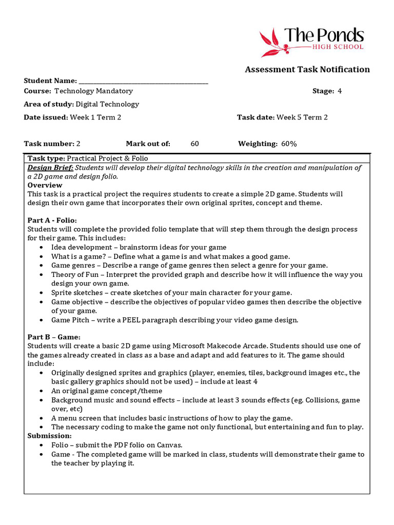Digital Technology Assessment 2 Notification - Sem 1 2024 | PDF | 2 D ...