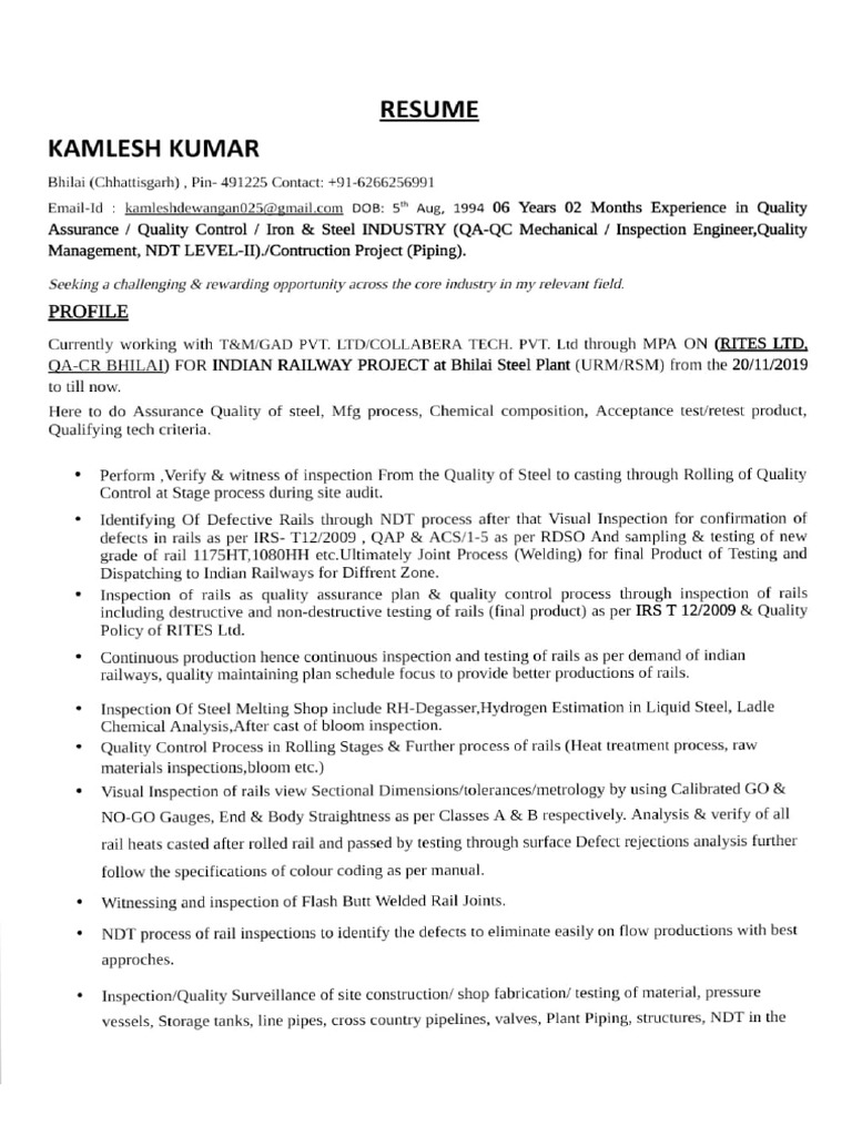 Resume Kamlesh Kumar | PDF