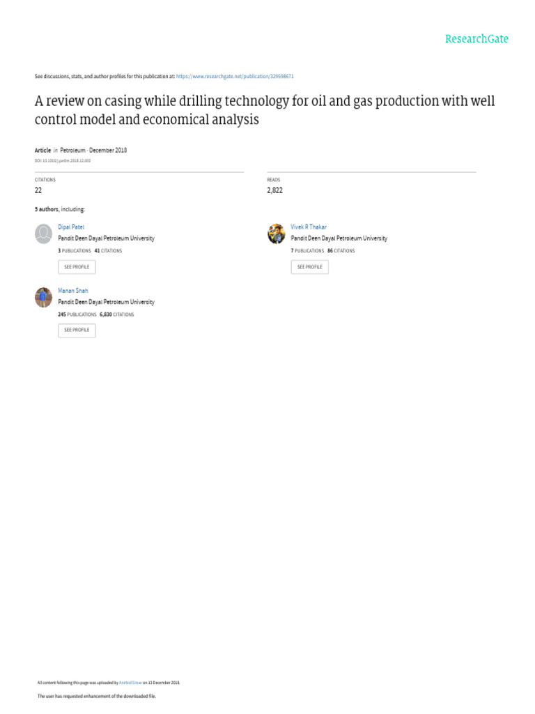 A Review On Casing While Drilling Technology For Oil and Gas Production With Well Control Model ...