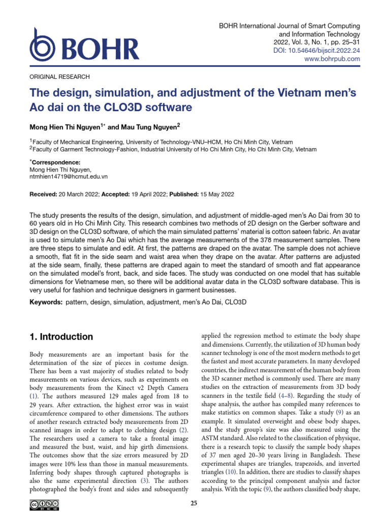 The design, simulation, and adjustment of the Vietnam men’s Ao dai on the CLO3D software | PDF ...
