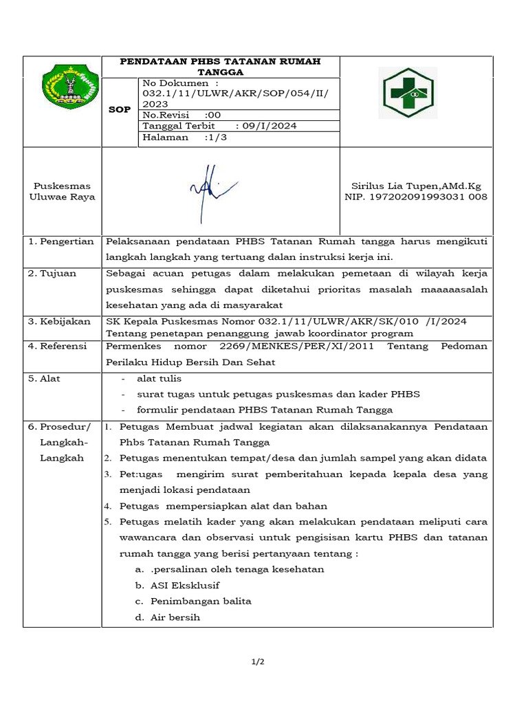 Panduan Pendataan PHBS Rumah Tangga | PDF