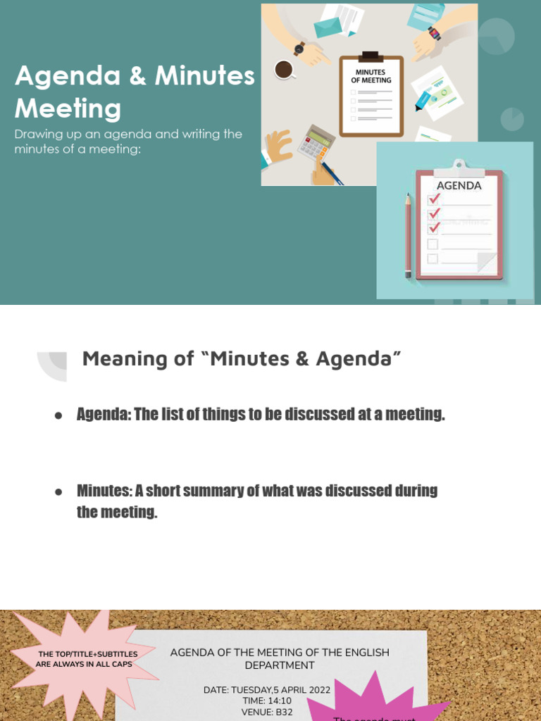 Agenda and minutes of a meeting | PDF