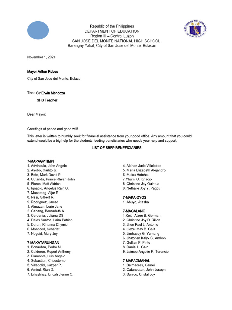 SBFP Solicitation Letter 20 21 | PDF