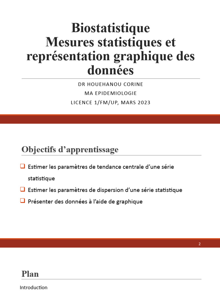 Biostatistique MG1 FMUP 2023 PART2-1 | PDF | Statistiques | Médiane ...