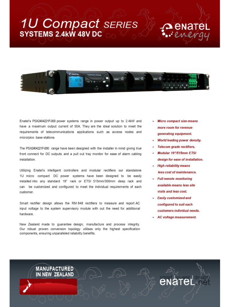 1U - Compact - Series Systems 2.4kW 48V DC | PDF | Rectifier | Direct Current
