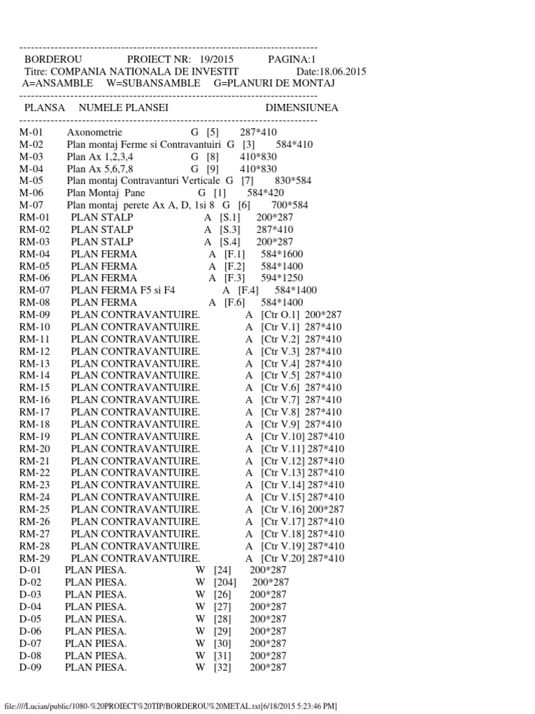 Borderou Metal | PDF