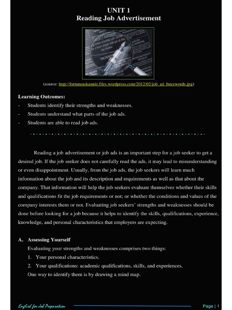 Reading Job Advertisement | PDF