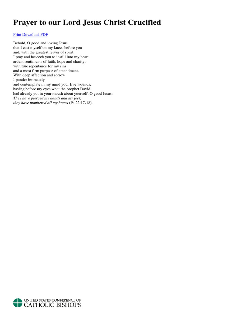 Usccb Prayer Prayer to Our Lord Jesus Christ Crucified | PDF Usccb Prayer Prayer to Our Lord Jesus Christ Crucified | PDF