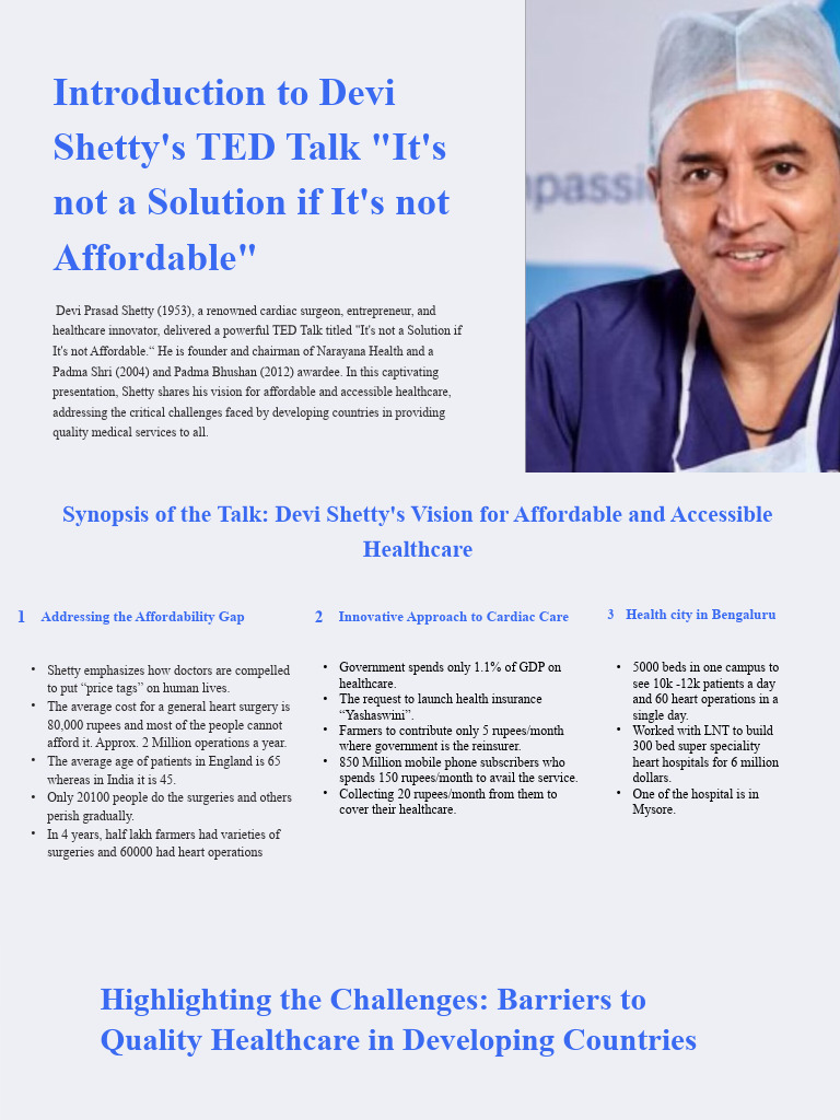 Introduction To Devi Shettys TED Talk Its Not A Solution If Its Not ...