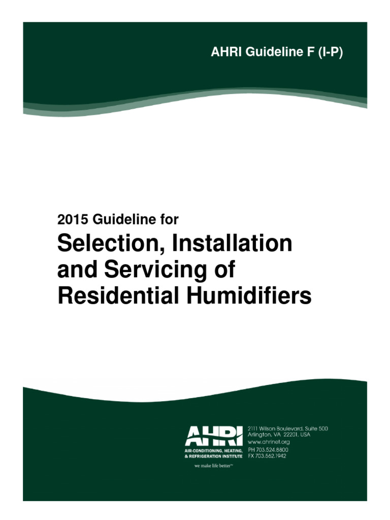 AHRI Guideline F I-P 2015 | PDF | Humidity | Water
