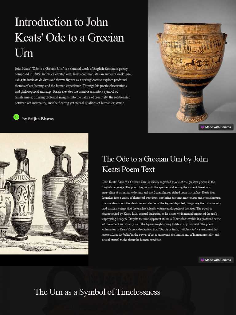 Introduction To John Keats Ode To A Grecian Urn | PDF | John Keats