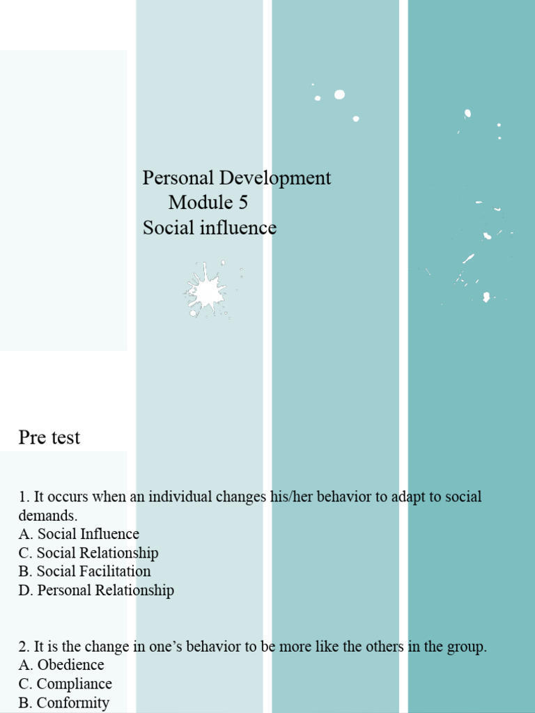 Personal Development M5 Social Influence | Download Free PDF | Conformity | Behavior