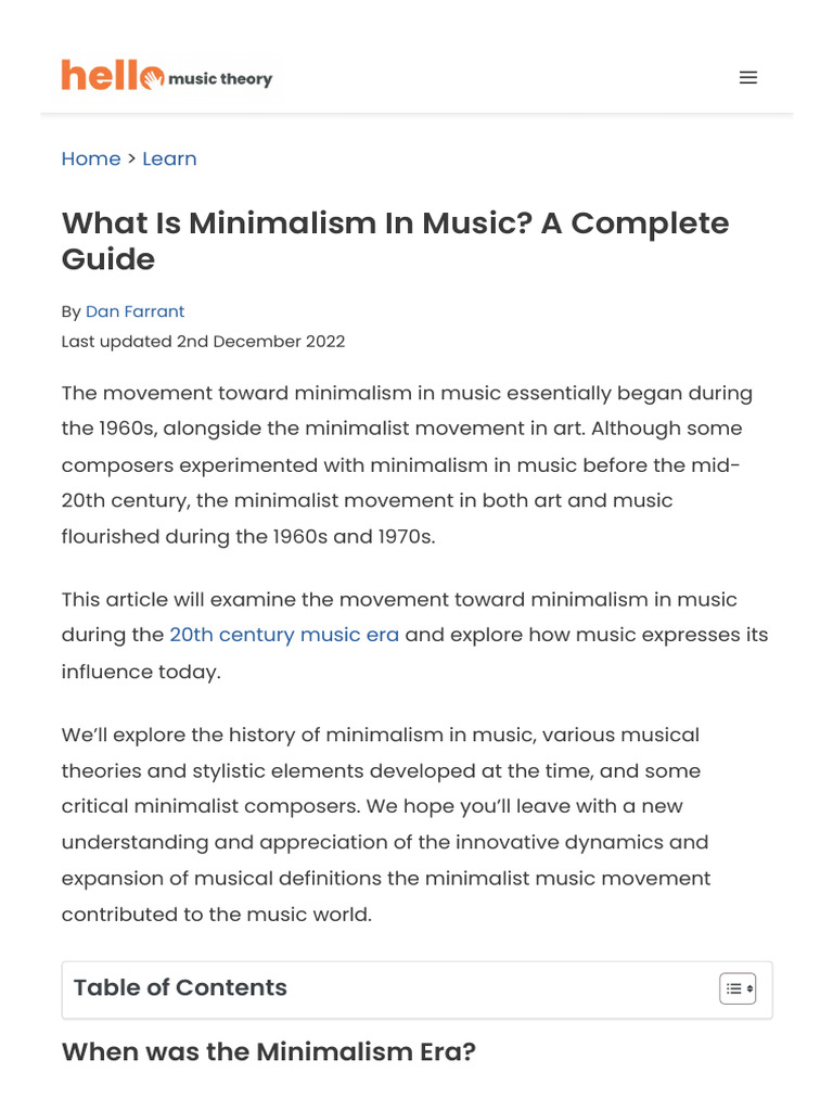 What Is Minimalism in Music - A Complete Guide | PDF | Musicology ...