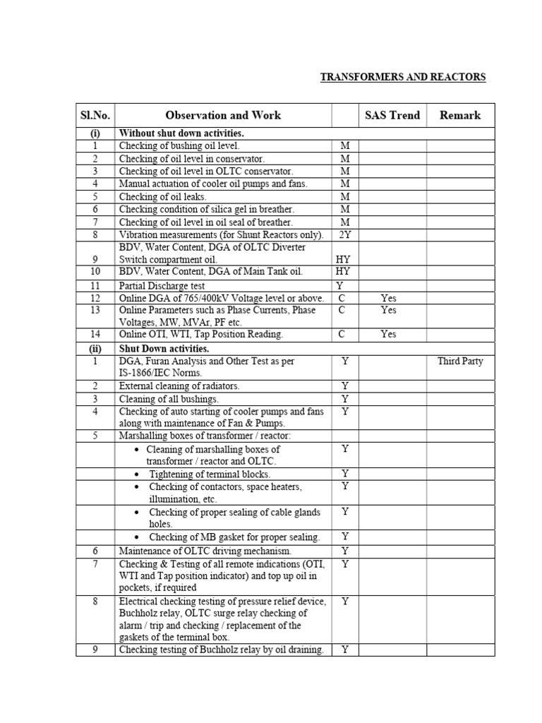 Transformer Checklist | Download Free PDF | Transformer | Relay