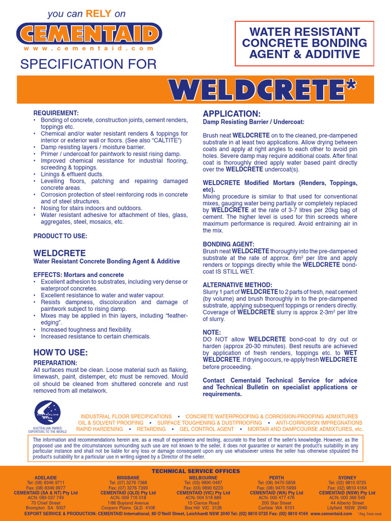 Cementaid Weldcrete | PDF | Concrete | Paint