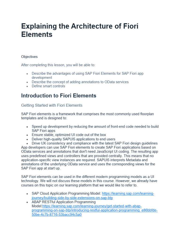 Understanding SAP Fiori Elements Architecture | PDF | Annotation | Metadata