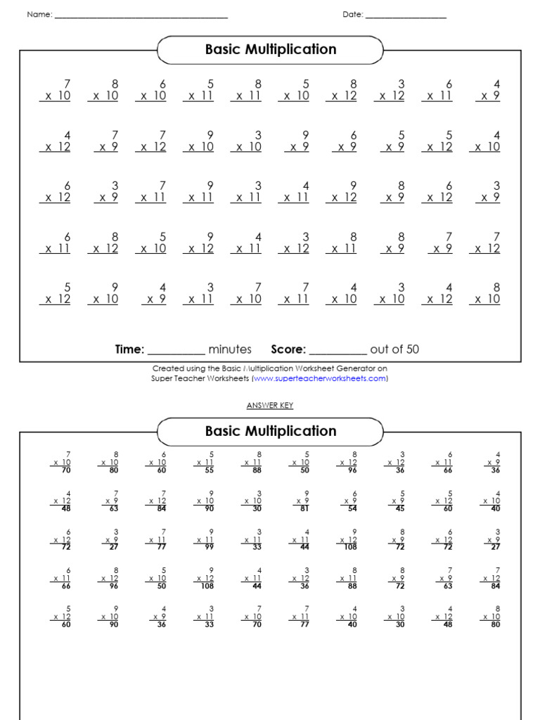 Super Teacher Worksheets Basic Multiplication | PDF | Teaching Methods ...