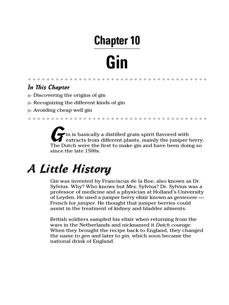 Chapter 10 - Gin | PDF | Gin | Distilled Drinks