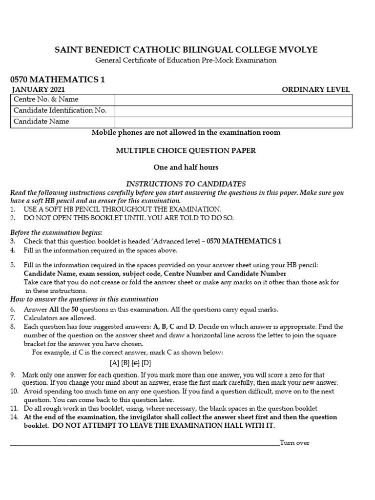 mock 5 | PDF | Circle | Mathematical Objects