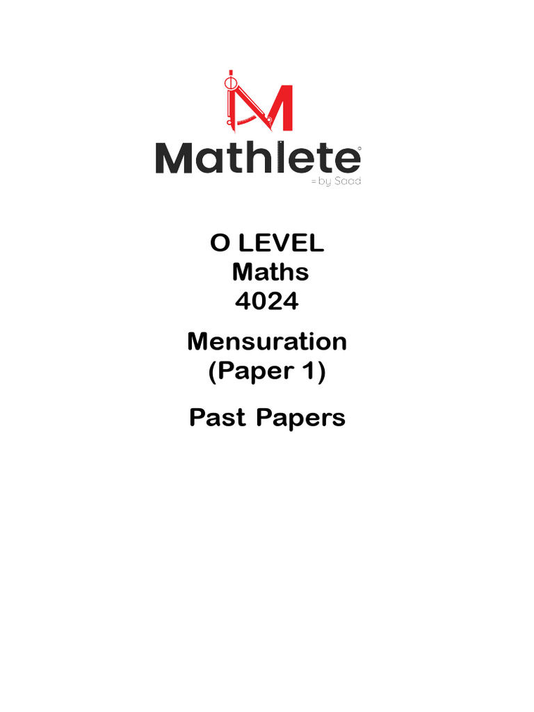 Mensuration Paper 1 (Unsolved) | PDF | Area | Circle