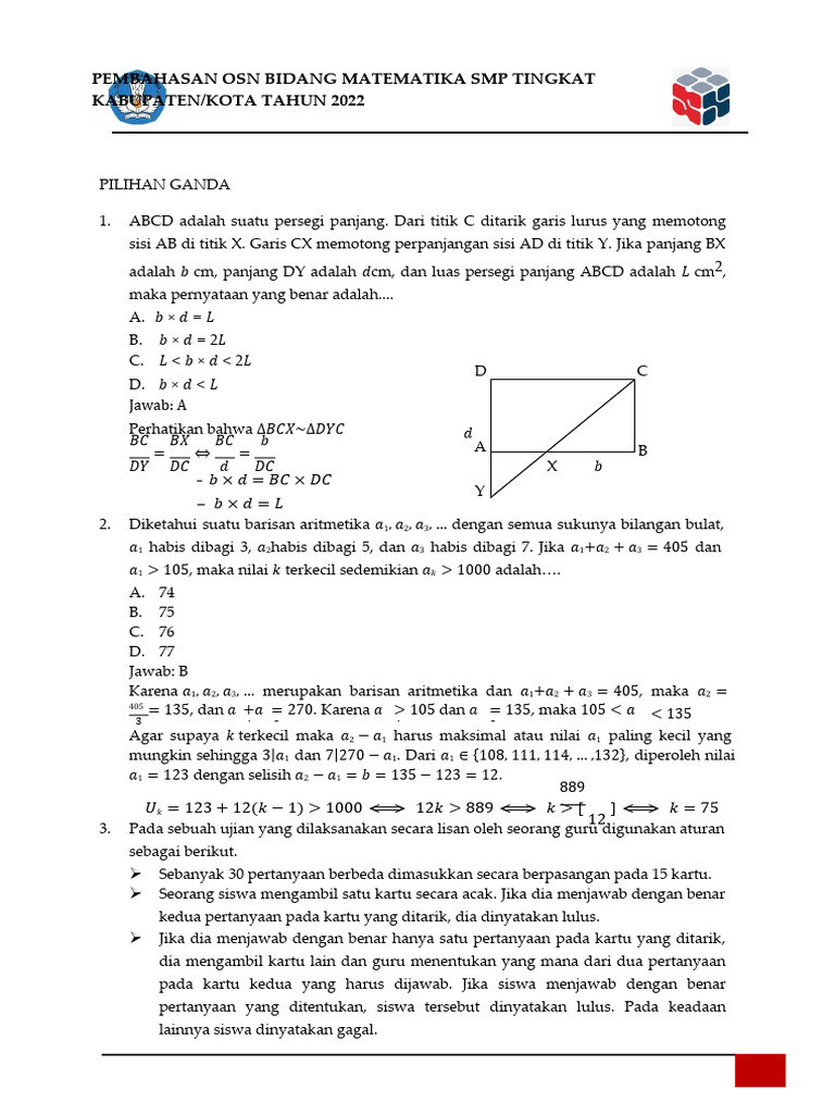 MM OSN-K SMP 2022 - Soal Dan Solusi | PDF